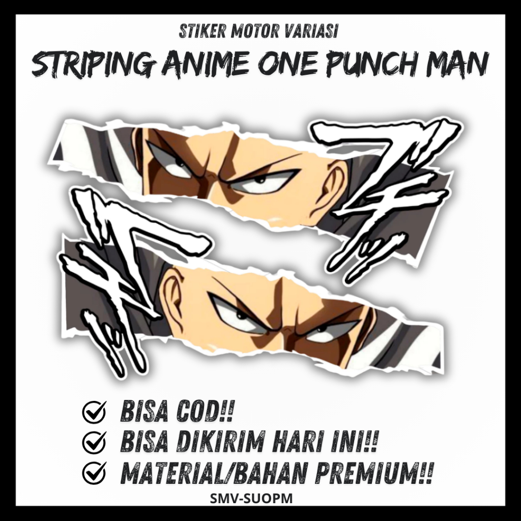 Jual Stiker Striping Saitama Sticker Anime One Punch Man Universal ...
