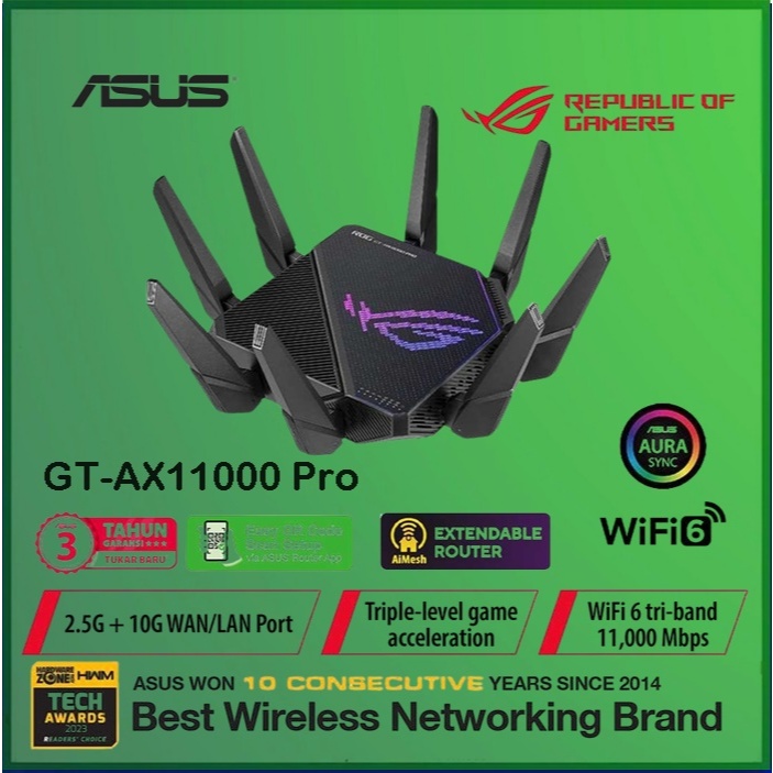 Jual ASUS ROG Rapture GT-AX11000 PRO Tri-Band WiFi 6 gaming router ...