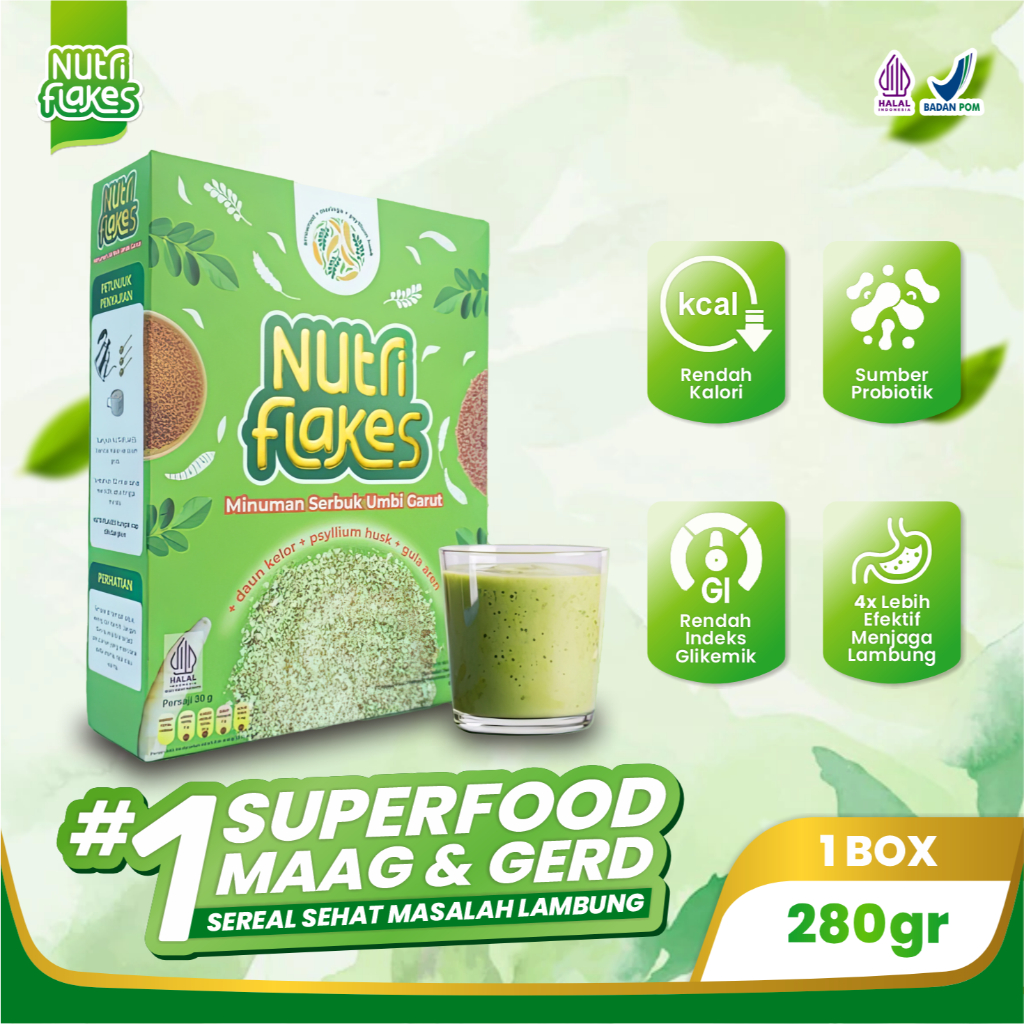 Jual NUTRIFLAKES | SEREAL SEHAT ATASI ASAM LAMBUNG | UMBI GARUT ...