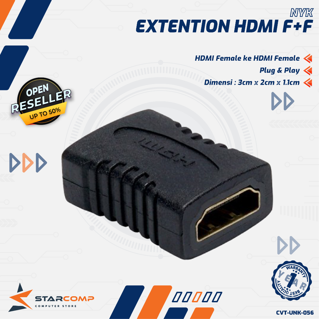 Jual NYK Gender Connector HDMI Female To Female / Extender NYK HDMI F+F ...