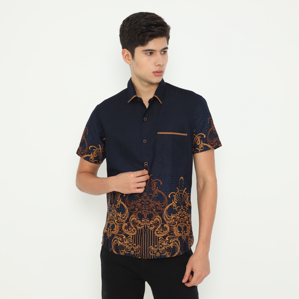 Jual LUIGI RICCIO Kemeja Batik Pria Navy Blue Series Dewasa Regular ...