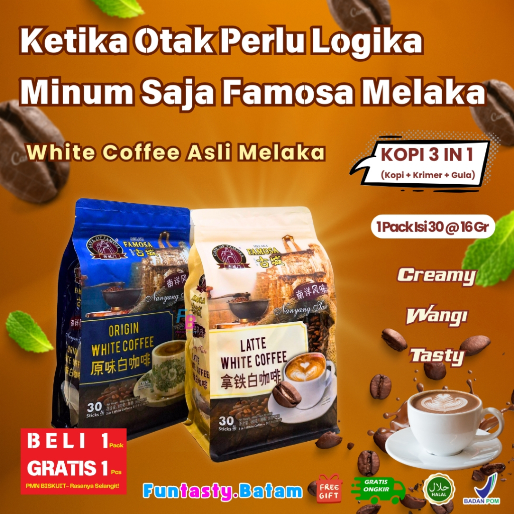 Jual White Coffee Kopi Tanpa Ampas 3 in 1 Famosa Melaka Latte Original Kopi Khas Melaka Import ...