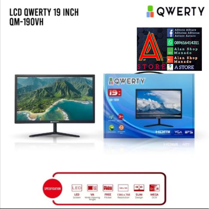 Jual MONITOR QWERTY 19" IPS 75HZ HDMI & VGA | Shopee Indonesia