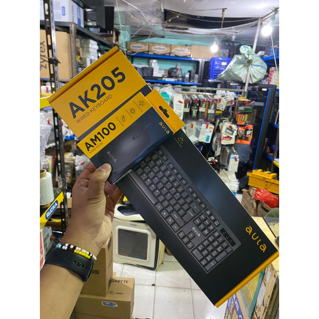 Jual paket Keyboard dan mouse Aula AK205 Membrane AM100/ Keyboard Aula AK205 Office plus mouse ...
