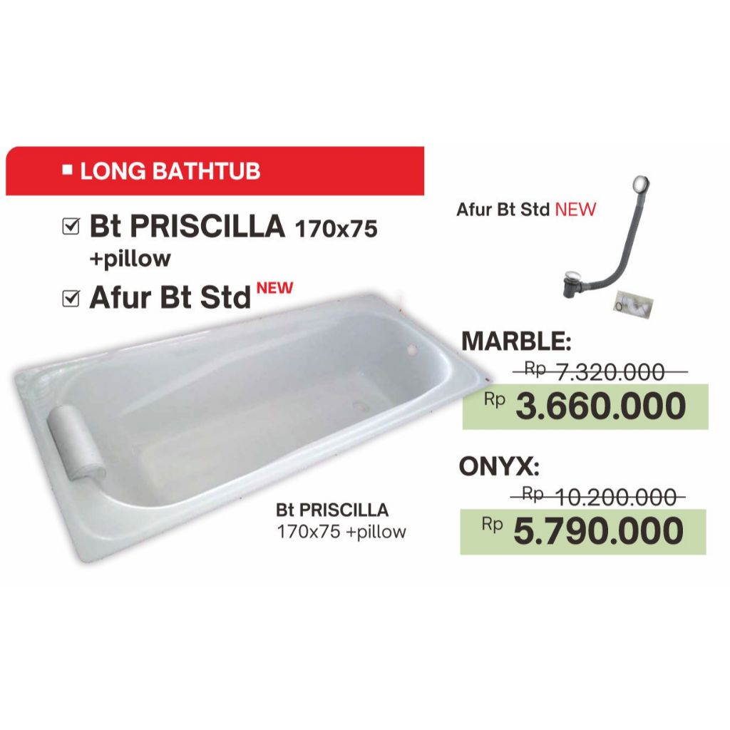 Jual PAKET Halmar Bathtub Long Type Priscilla ONYX (+Afur STD) | Shopee ...