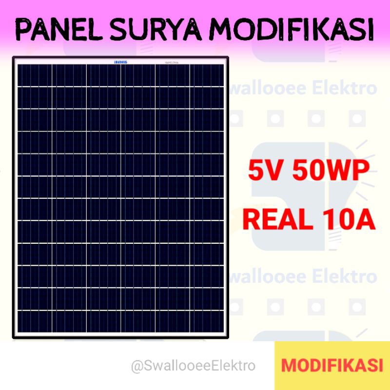 Jual Panel Surya 5V 10A Solar Panel modifikasi 50wp modifikasi 6V 10A ...