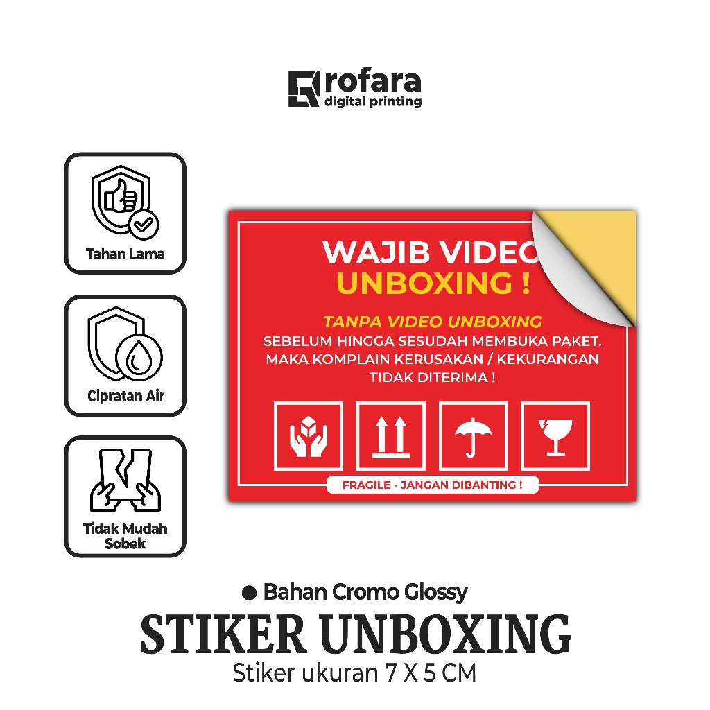 Jual Stiker Unboxing | Bahan Cromo Glossy | Ukuran 7 x 5 CM ( Bisa ...