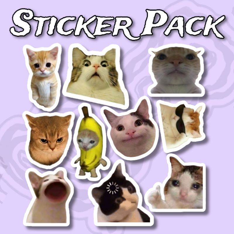 Jual Sticker Cat Meme Lucu Cute Pack isi 10 pcs vinyl waterproof ...