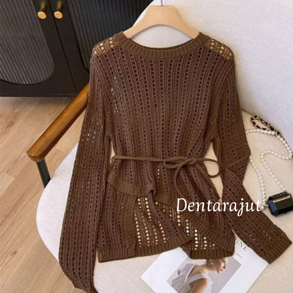 Jual Azura Sweater Rajut Atasan Blouse Rajut Jaring Tali Wanita Premium ...