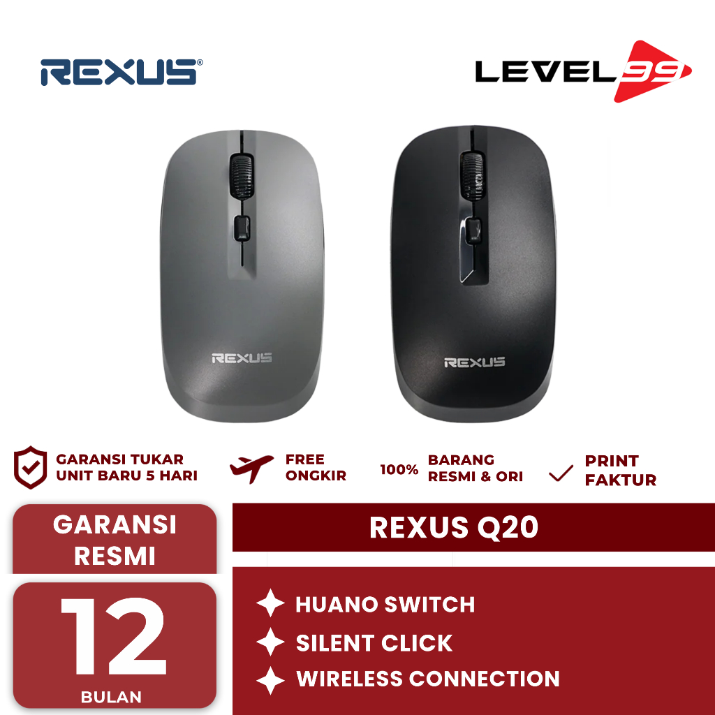 Jual Rexus Q20 Mouse Wireless Silent Click Office | Shopee Indonesia