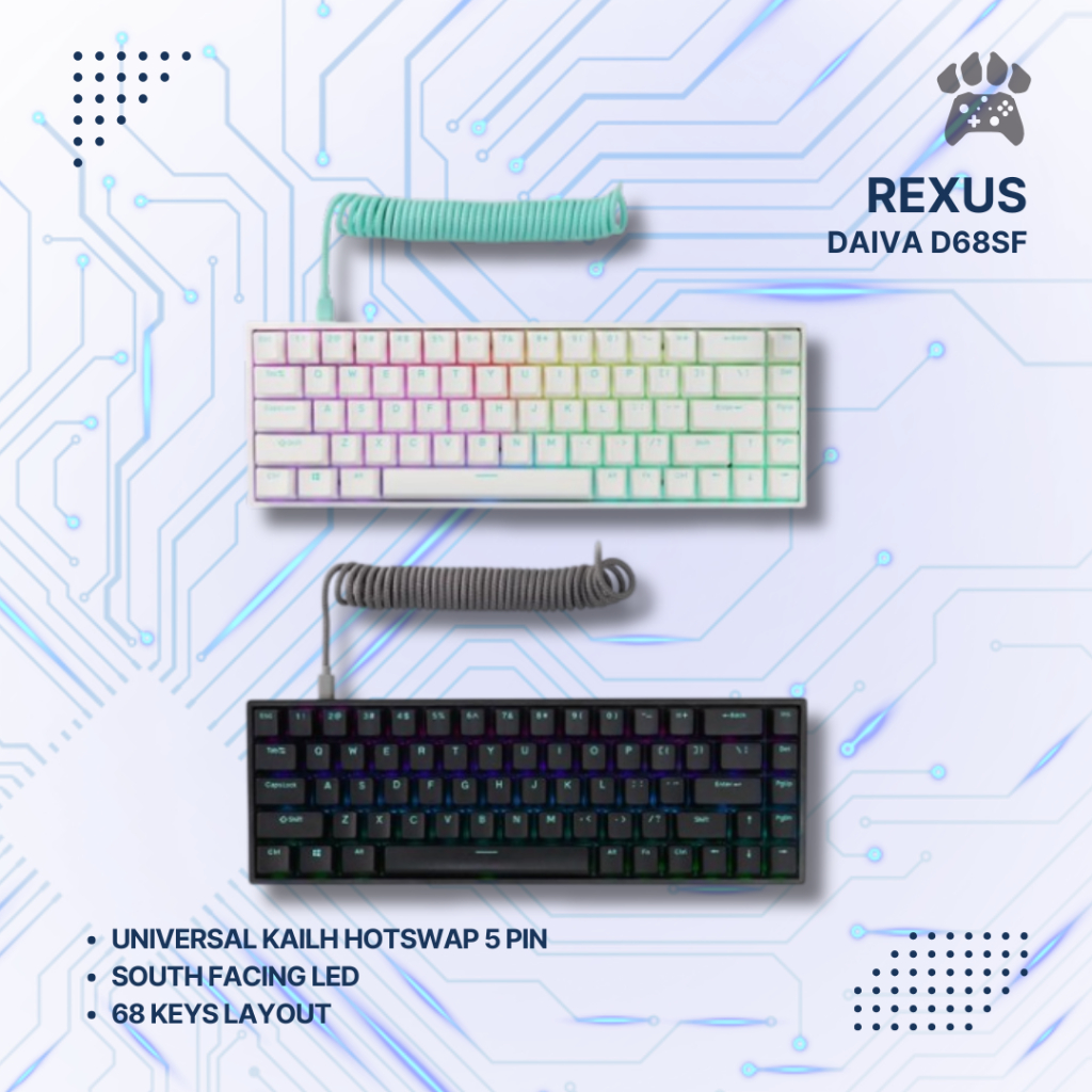 Jual Rexus Keyboard Gaming Mechanical Daiva D68SF South Facing | Shopee ...