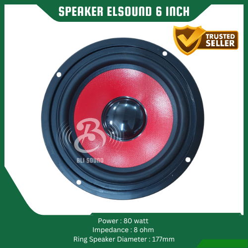 Jual SPEAKER ELSOUND 6 INCH 6 IN MKR WOOFER 80 WATT MERAH AUDIO ...