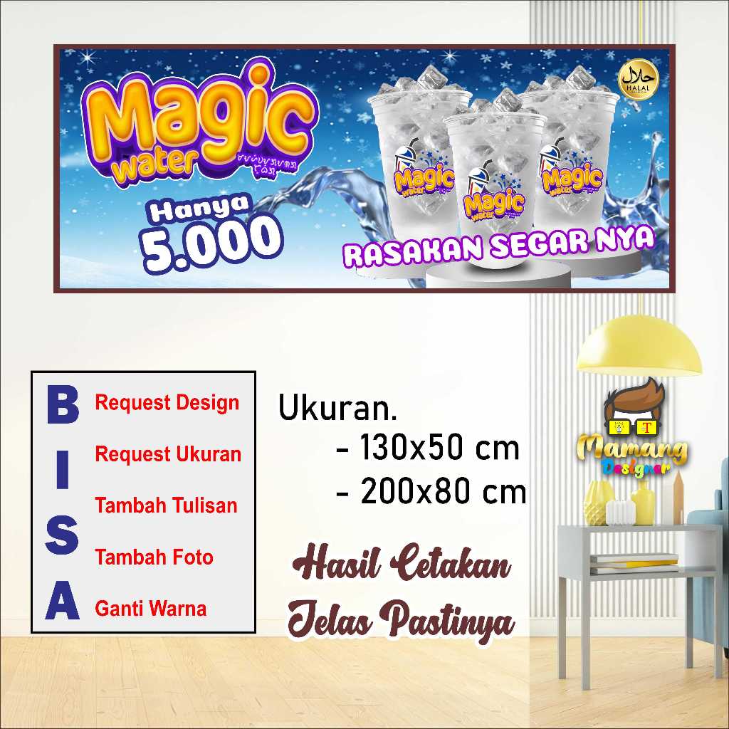 Jual Cetak Spanduk Banner Usaha Minuman Magic Water Bisa Custom Ukuran ...