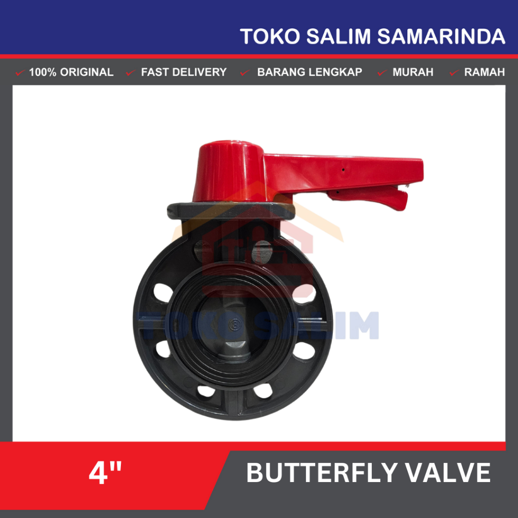 Jual Butterfly Valve uPVC ECO Handle 4 inch Butterfly Valve PVC 4 ...
