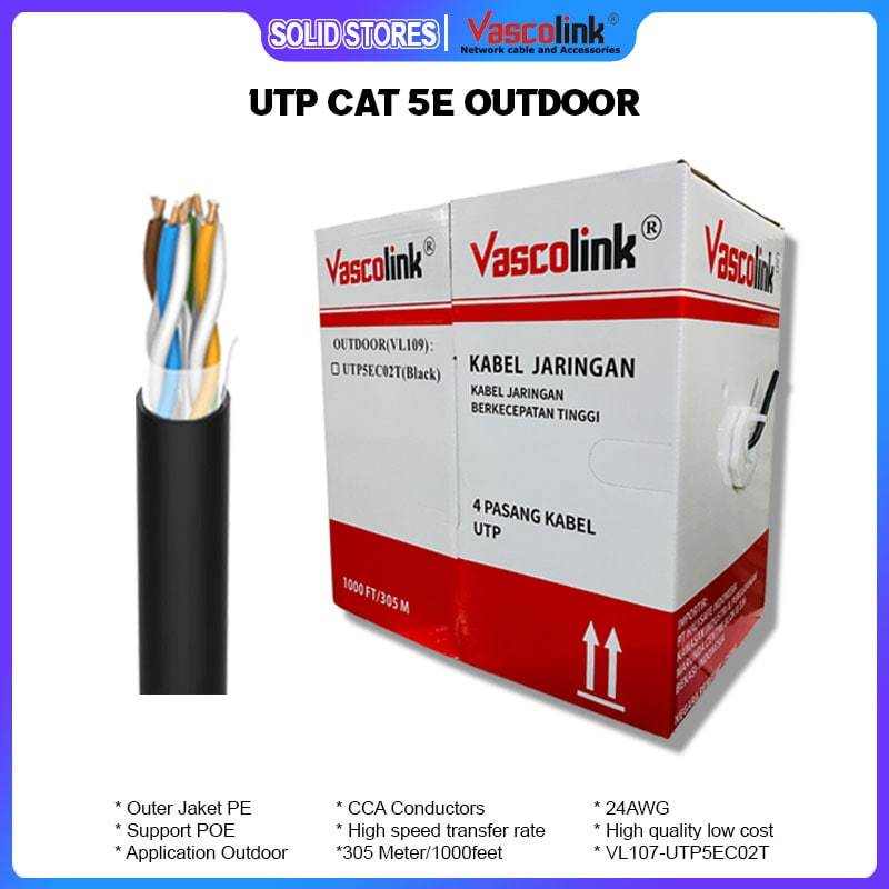 Jual Kabel LAN UTP Outdoor CAT 5e Vascolink 305 Meter | Shopee Indonesia