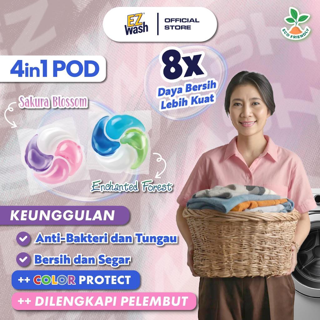 Jual EZWash Laundry Pod 4in1 Chamber Liquid Detergent Gel Capsule Color ...