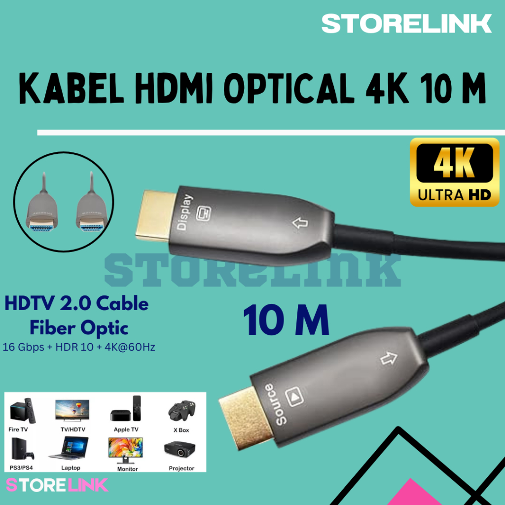 Jual kabel hdmi fiber Optical 4k 10m kabel hdm 4k 10meter /kabel optic hdmi 10 meter /kabel ...