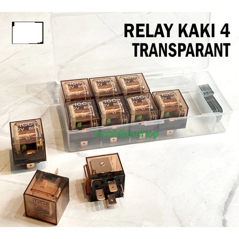 Jual Relay Transparan 4 Kaki 12 Volt 80A Untuk Klakson Lampu Alarm ...