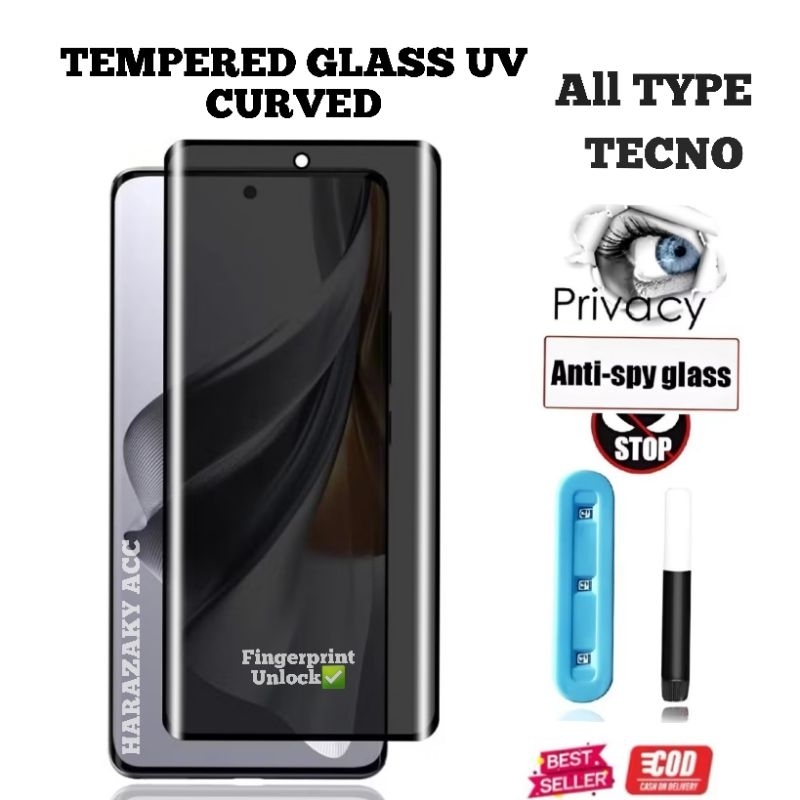 Jual TEMPERED GLASS UV ANTI SPY PRIVACY TECNO SPARK 20 PRO PLUS CAMON 30S CAMON 40 PRO 4G 5G TG ...