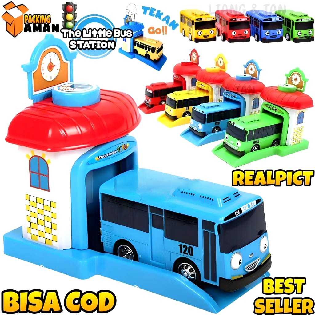 Jual MAINAN ANAK BUS TAYO GARASI PELONTAR - MAINAN ANAK LITTLE BUS TOYA MT 42 TEKAN DAN JALAN ...