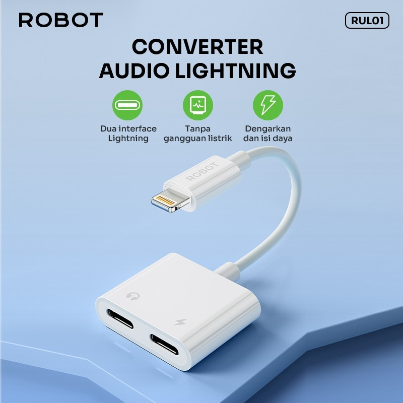 Jual Robot RUL01 Converter Audio 2in1 Lightning to Lightning Adapter 2 ...