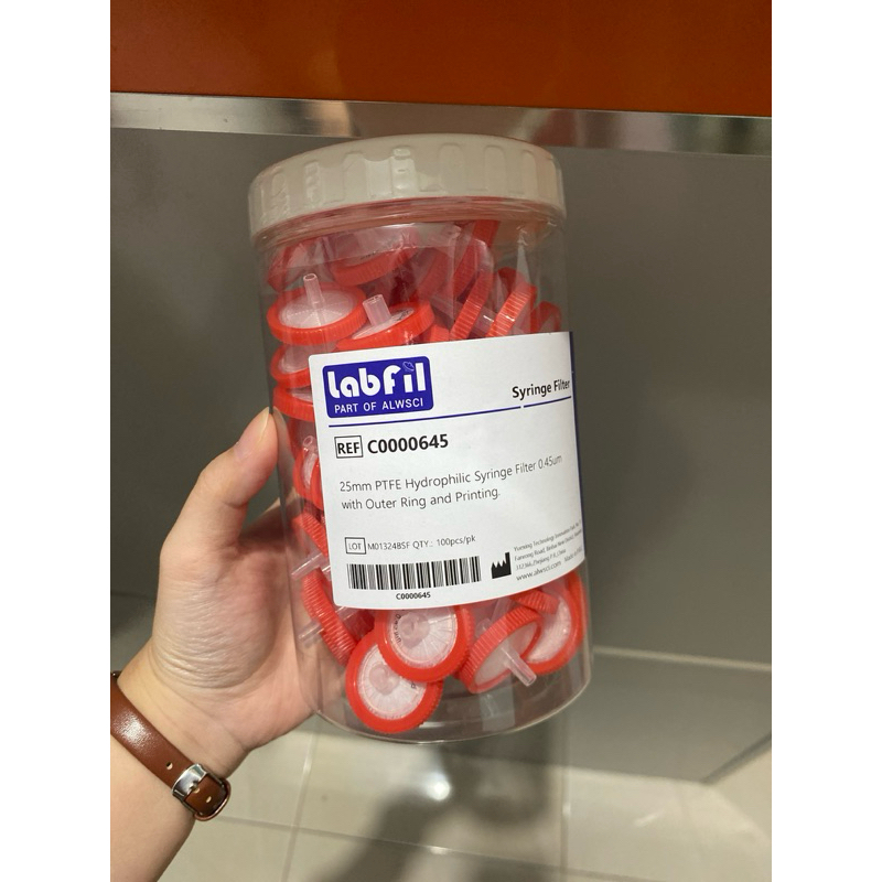 Jual Syringe Filter 25mm PTFE Hydrophilic 0.45um C0000645 LABFIL 100pcs ...