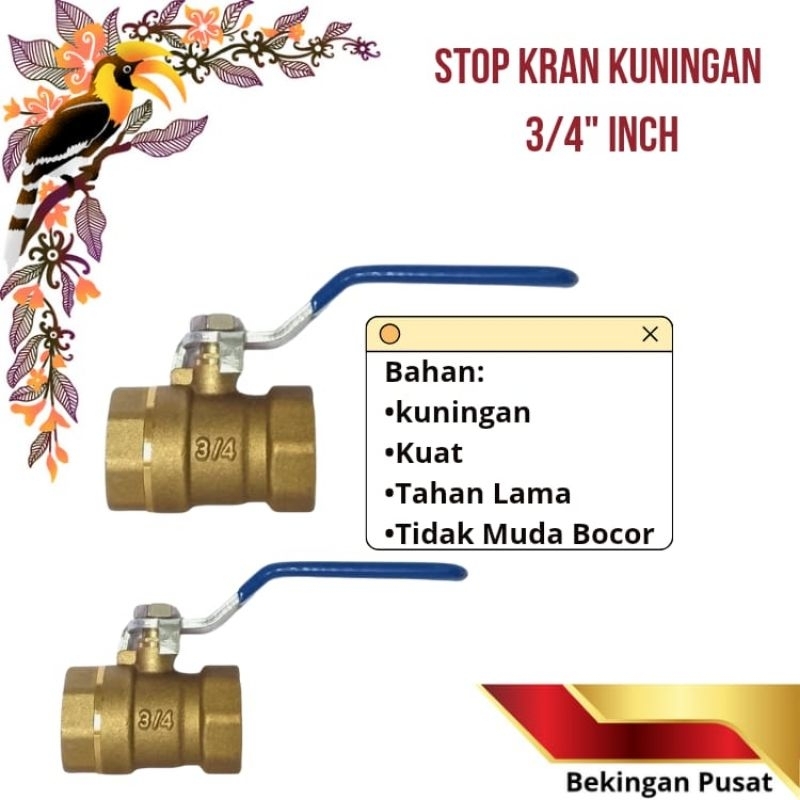 Jual Kuningan/ Ballvalve Kuningan gagang Plat MDN 3/4" | Shopee Indonesia