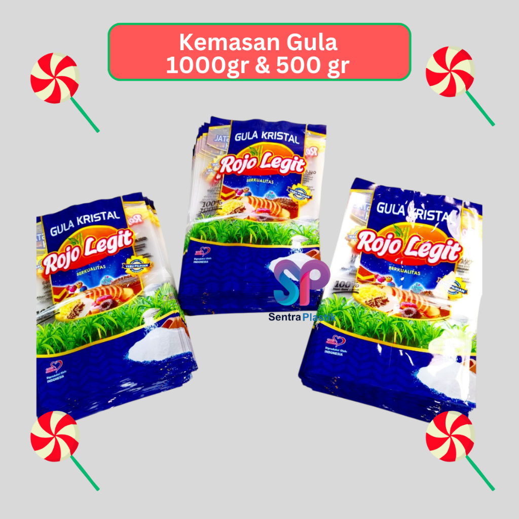 Jual 100 pcs Bungkus Gula Pasir 1kg Rojo Legit Kemasan Plastik Laminasi ...
