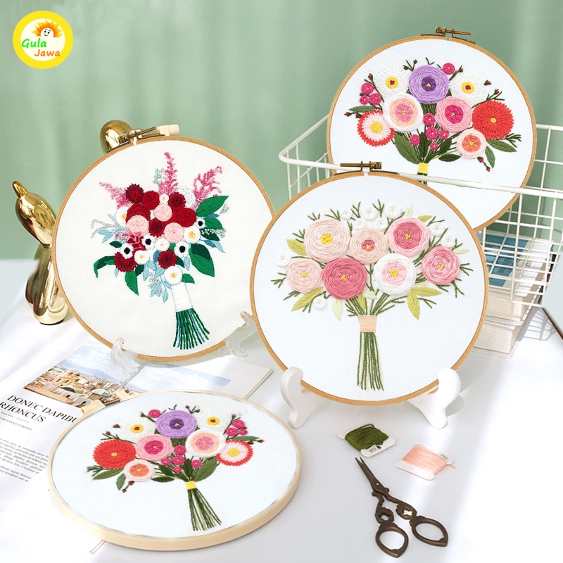 Jual Set Sulam Kristik Motif Bunga DIY Kerajinan Tangan Pemula Bahan ...