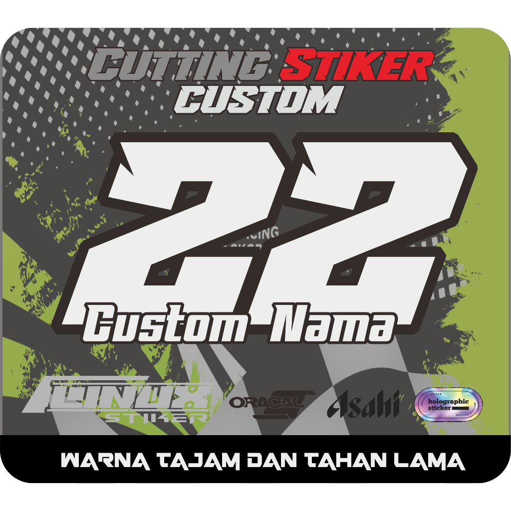Jual CUSTOM STICKER sticker cutting nomor start balap motor dan mobil ...
