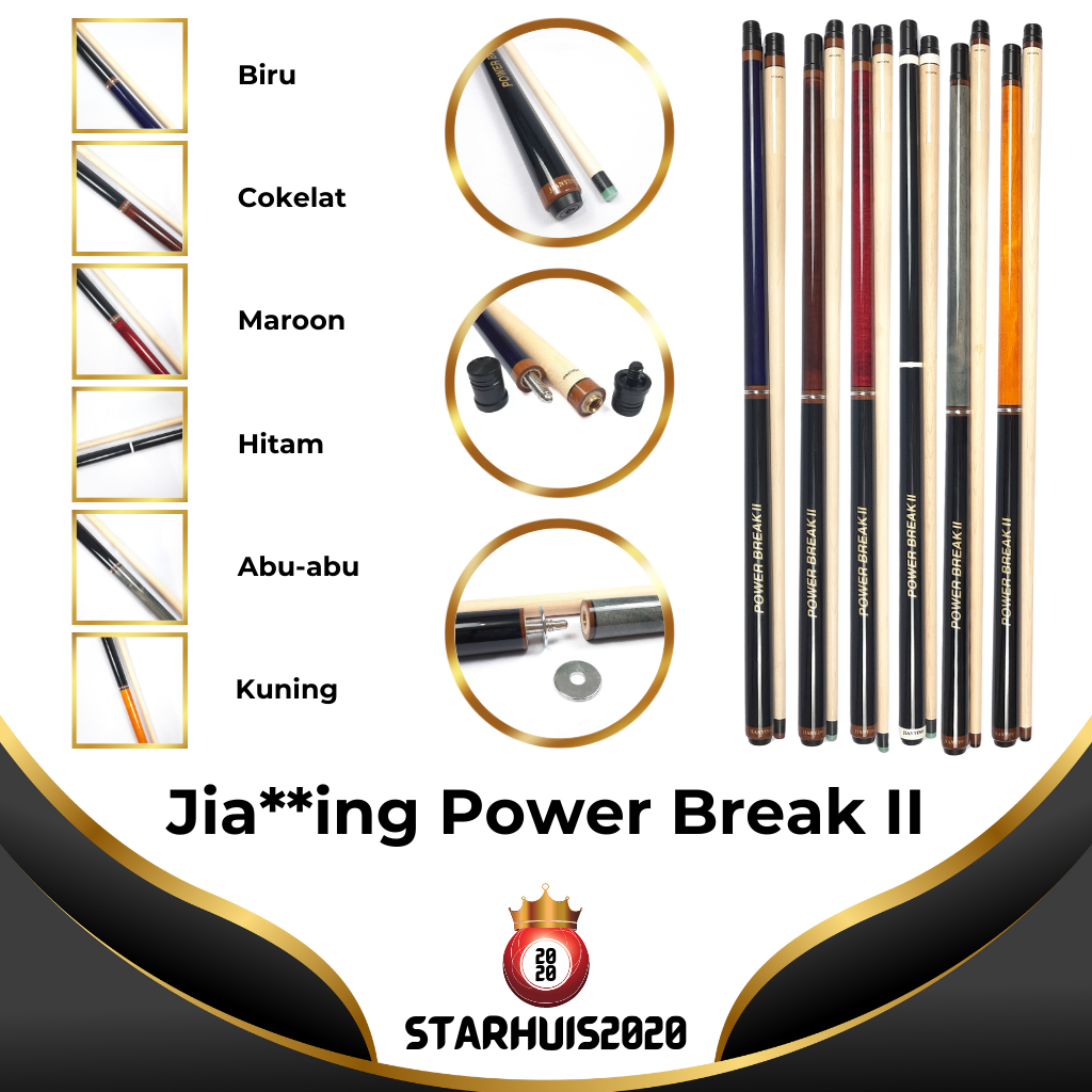 Jual JIA**ING POWER BREAK II series Professional Break/Jump Cue 13.5mm ...