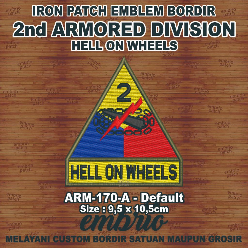 Jual ARM-170-A Patch HELL ON WHEELS 2nd ARMORED DIVISION 2 WWII Tank US ARMY Military Patches ...