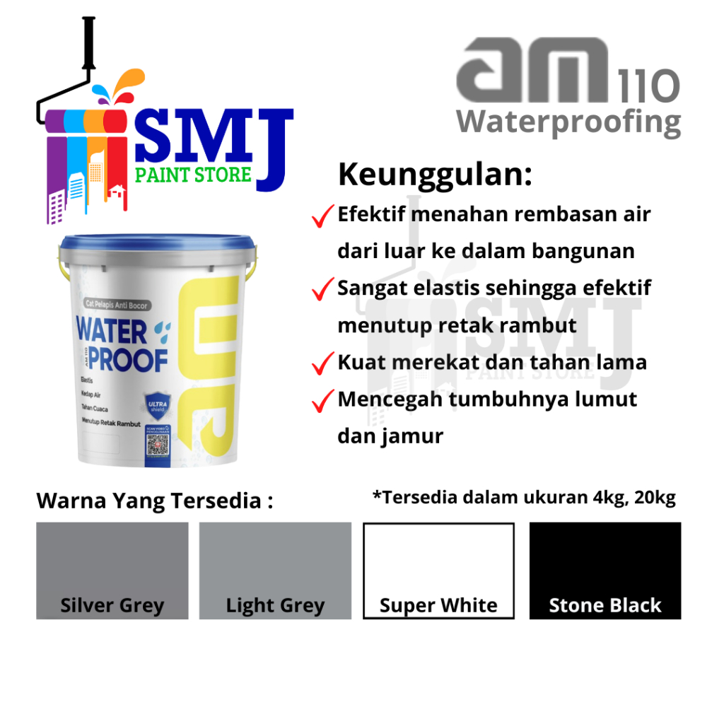 Jual Cat Pelapis Anti Bocor AM 110 Waterproofing 20kg | Shopee Indonesia