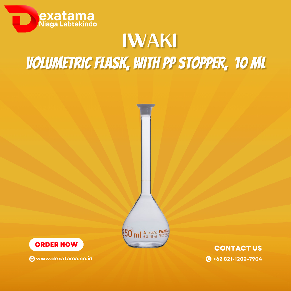 Jual IWAKI LABU UKUR Vol. 10 ml PP Stopper / VOLUMETRIC FLASK IWAKI | Shopee Indonesia