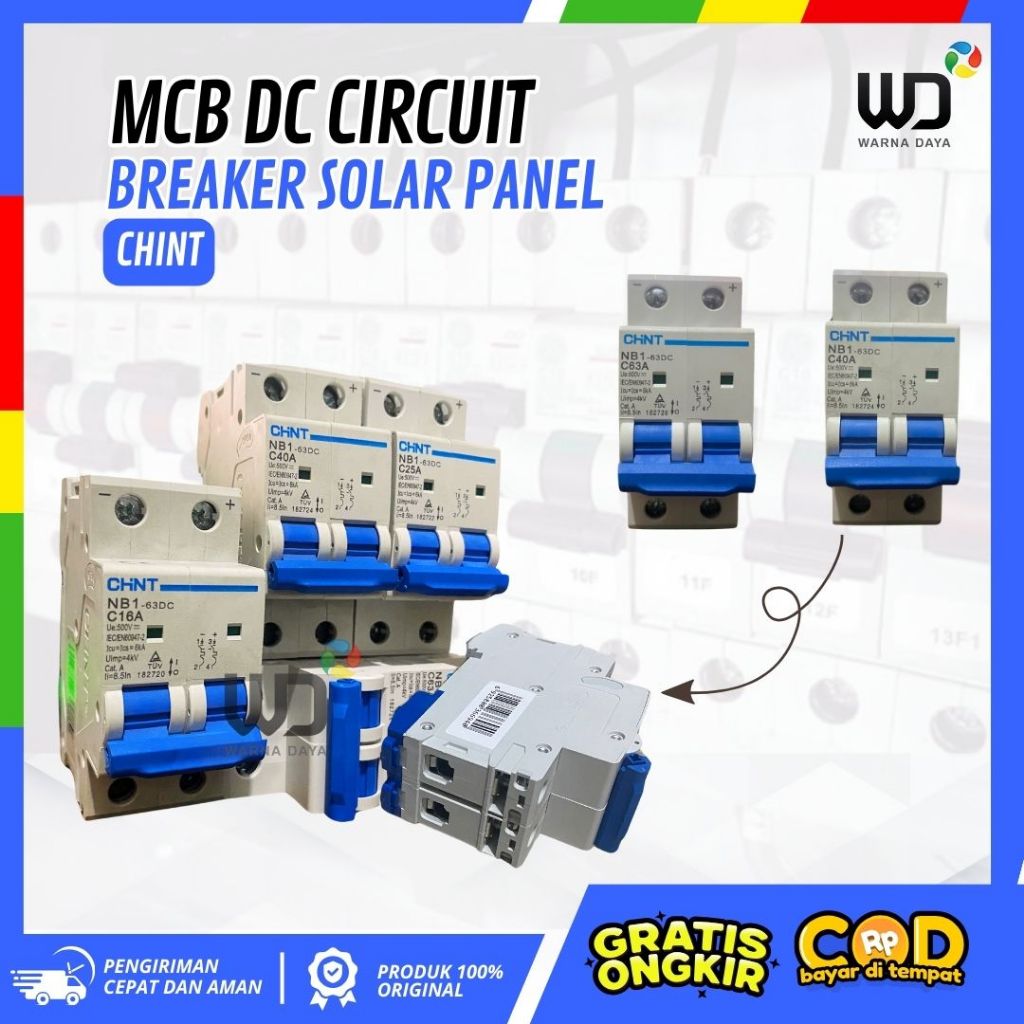 Jual Chint NB1-63DC 2P 10A, 20A 500V MCB DC Circuit Breaker Solar PV ...