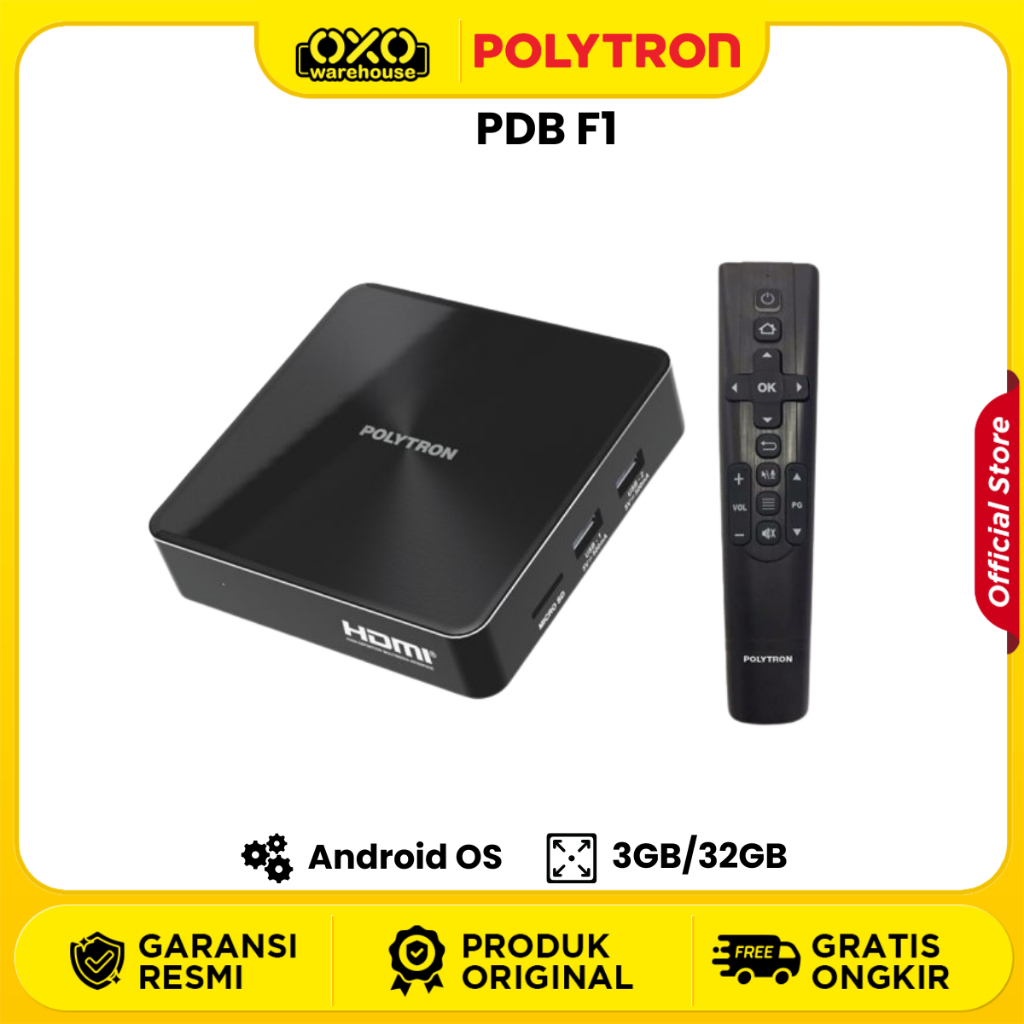 Jual POLYTRON 4K Android Box PDB F1 Remote Set Top Box Garansi Resmi ...