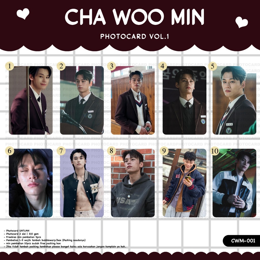 Jual (PC) PHOTOCARD CHA WOO MIN VOL.1 UNOFFICIAL 2 SISI LAMINASI GLOSSY ...
