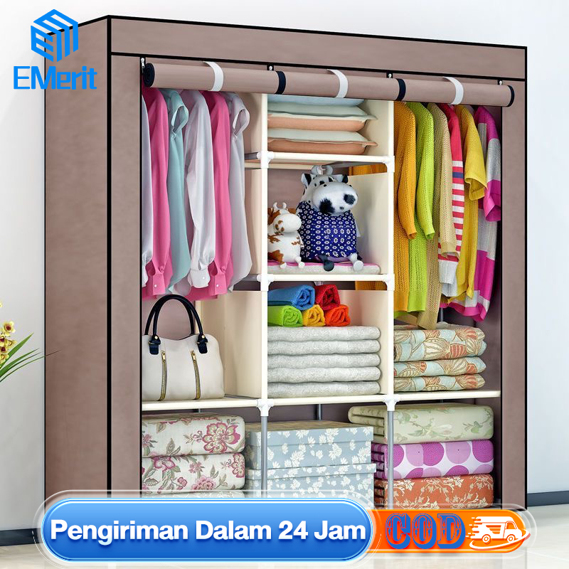 Jual Lemari Pakaian Kain Portable Lemari Baju Kain Anti Debu Rak Tempat ...