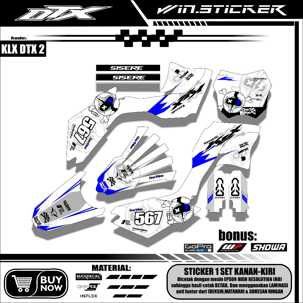 Jual Decal Sticker Kawasaki Dtracker, Super Glossy_Full Body Motif ...
