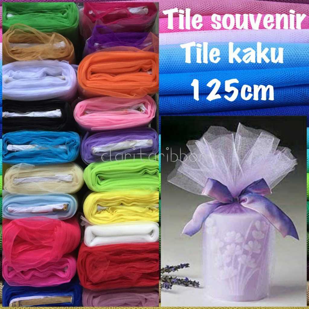 Jual Kain Tile Souvenir Tile Bungkus Hampers Tulle Dekorasi Tule Kaku ...