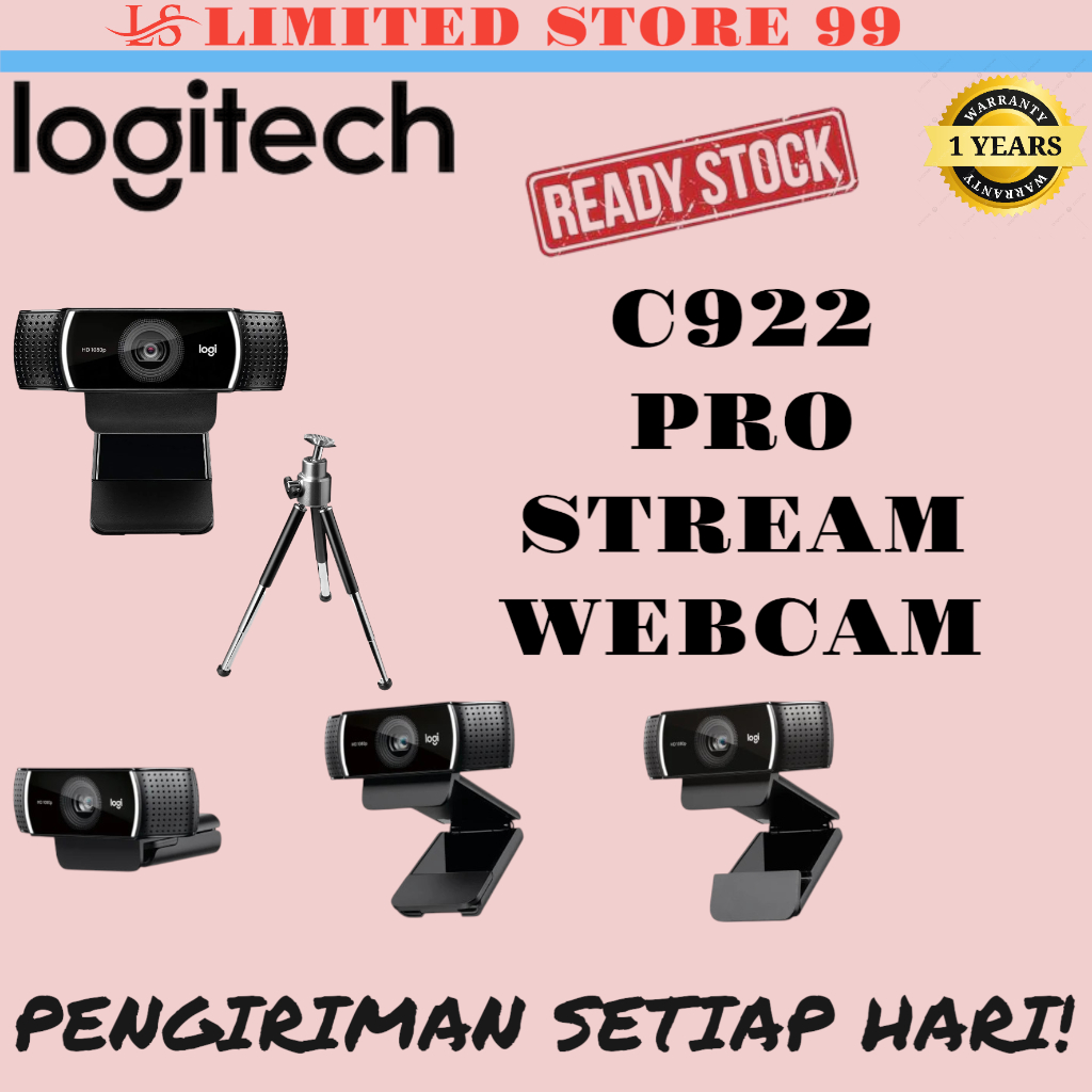 Jual LOGITECH C922 PRO STREAM HD WEBCAM BACKGROUND REPLACEMENT + TRIPOD ...