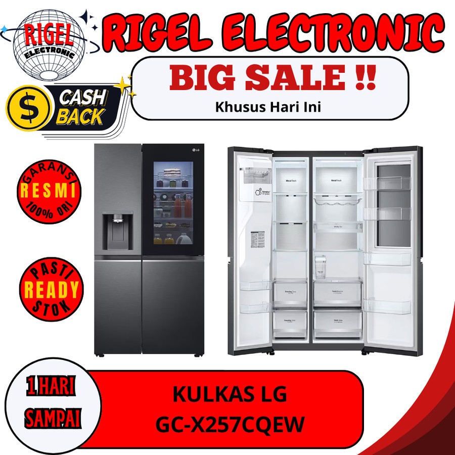 Jual LG GC-X257CQEW KULKAS SIDE BY SIDE INSTAVIEW DOOR IN DOOR 635 LITER | Shopee Indonesia