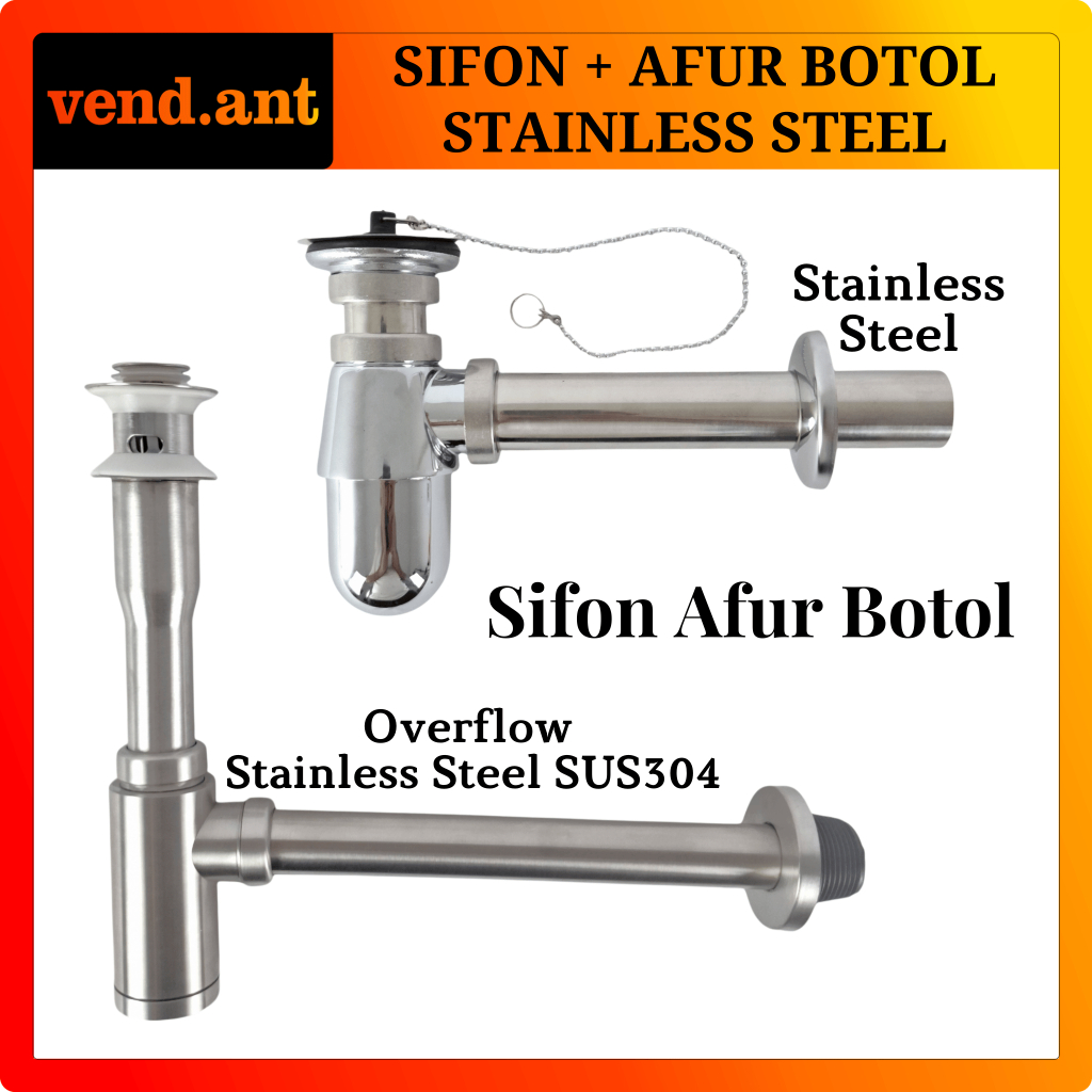 Jual Sifon Botol Afur Tekan Pencet Wastafel Cuci Tangan Overflow Non Overflow Stainless Steel ...