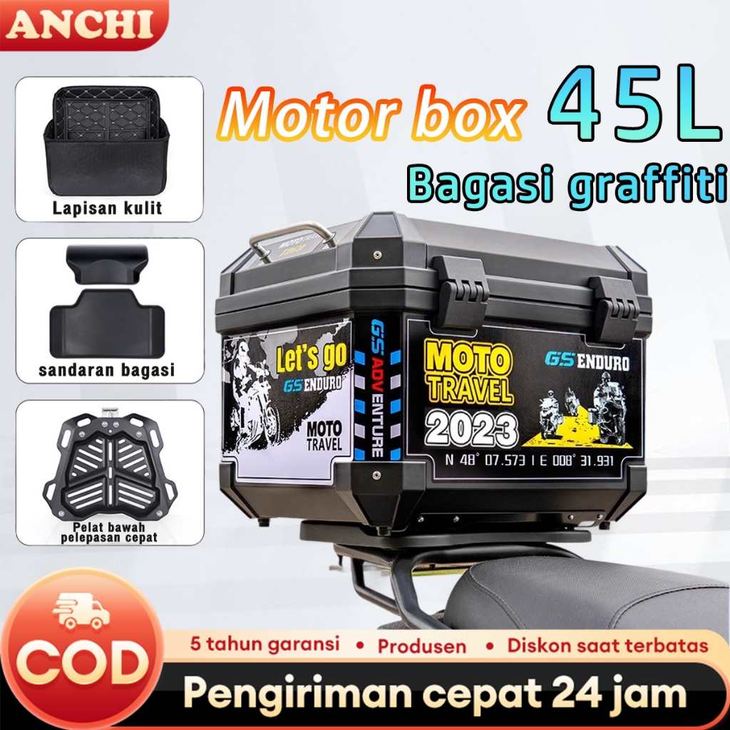 Jual Anchi⭐Ready stock⭐45L Kapasitas Besar Tahan air Box Belakang Motor ...
