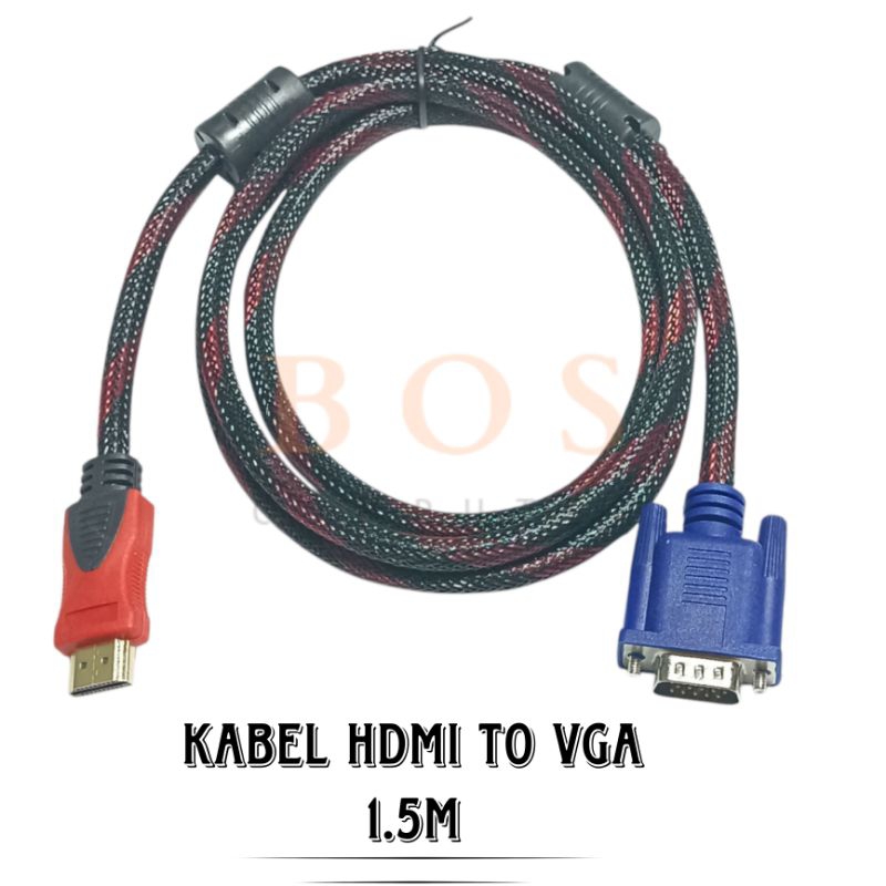 Jual KABEL HDMI TO VGA 1.5M PASIF / KABEL HDMI MALE TO VGA MALE 1.5 METER PASIF | Shopee Indonesia