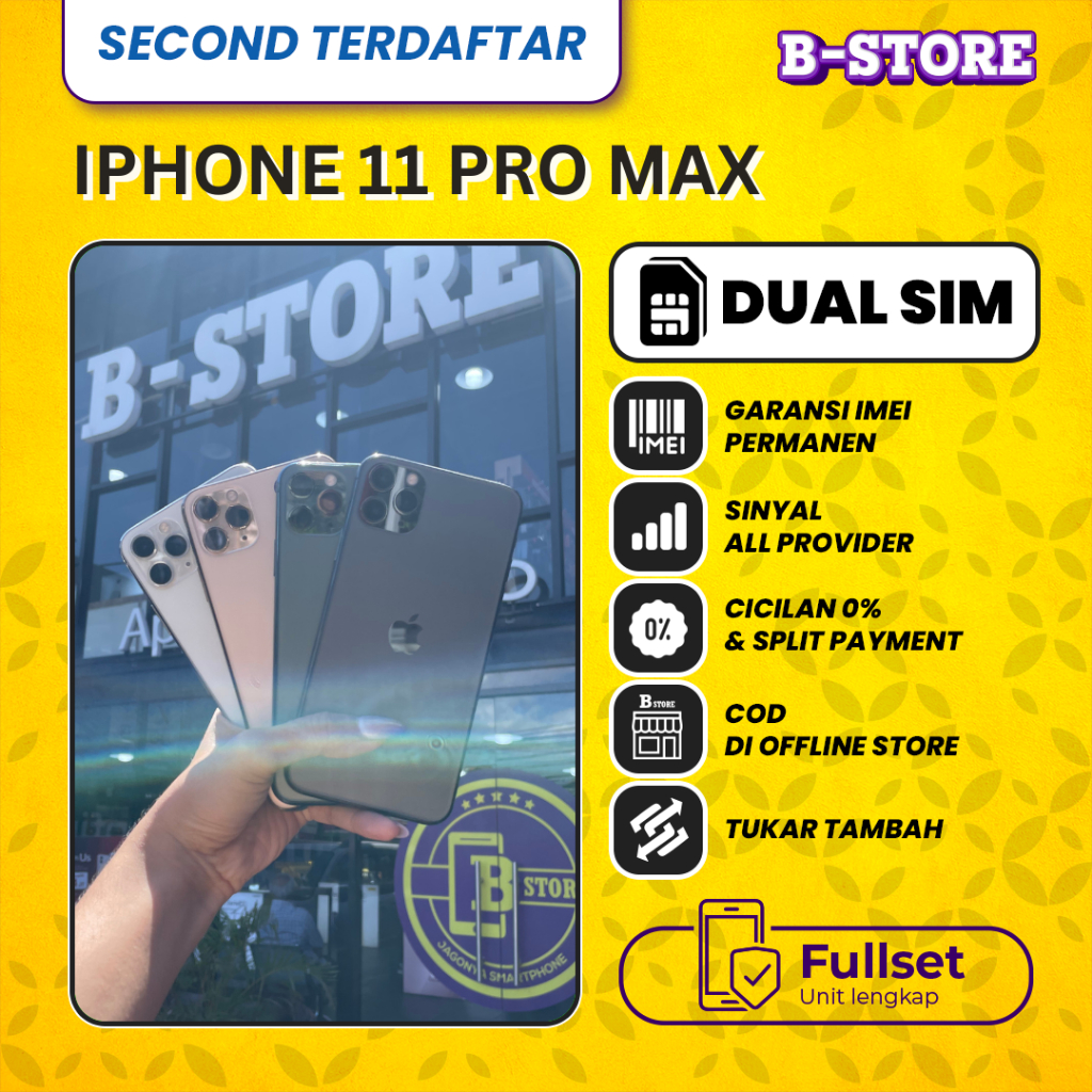Jual IP 11 PRO MAX 256GB Dual SIM - Fullset Bergaransi - SECOND TERDAFTAR | Shopee Indonesia
