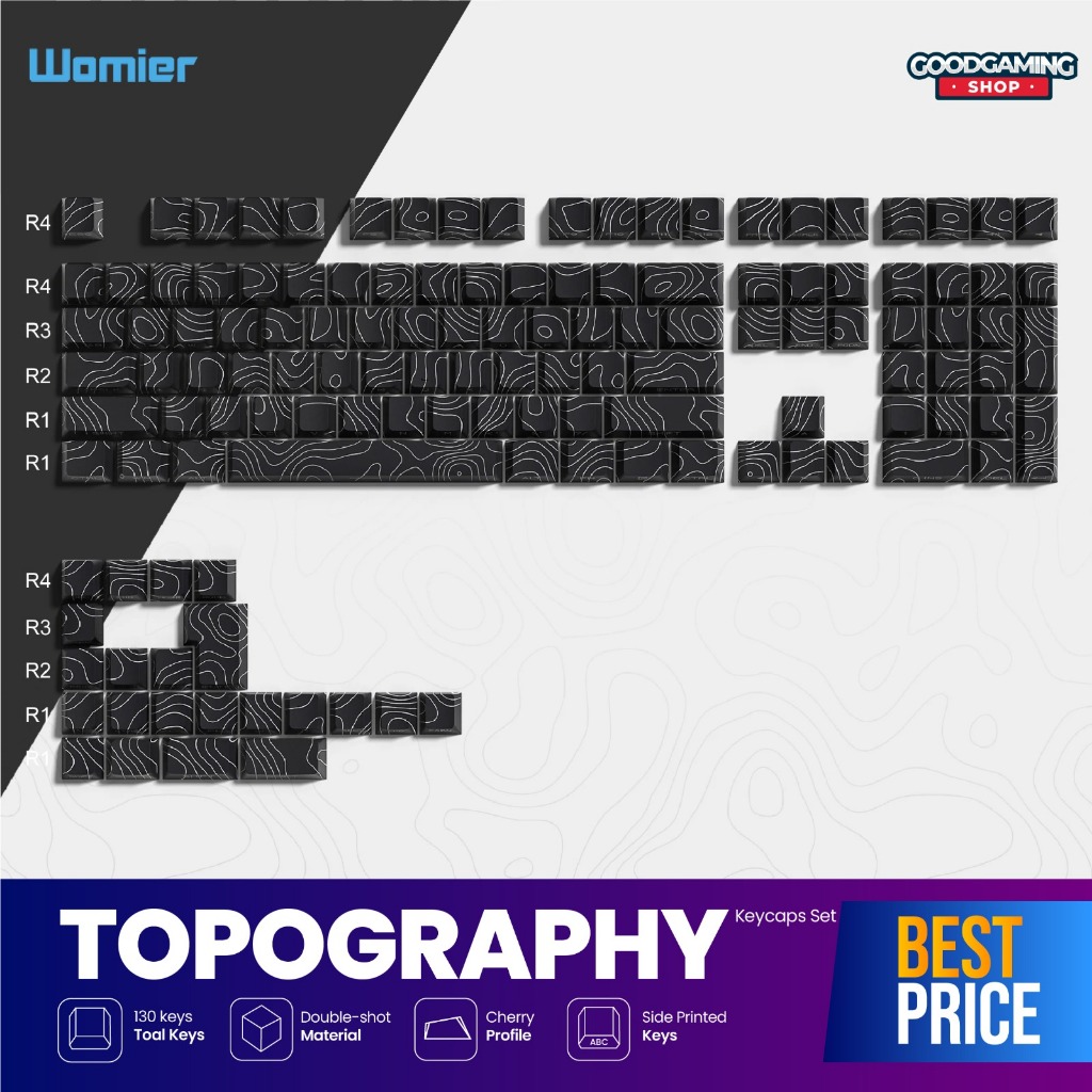 Jual Womier Topographic | Topography 132-Key Cherry Profile Double-Shot ...