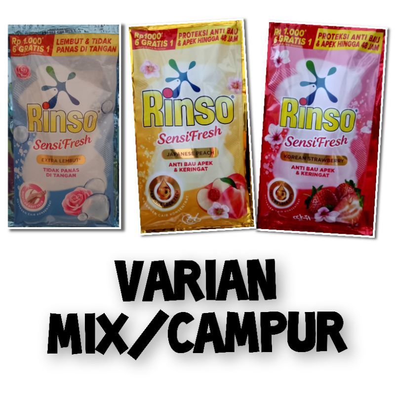 Jual MIX/CAMPUR 42 SACHET RINSO CAIR SENSI FRESH 1000 (DETERGEN ...
