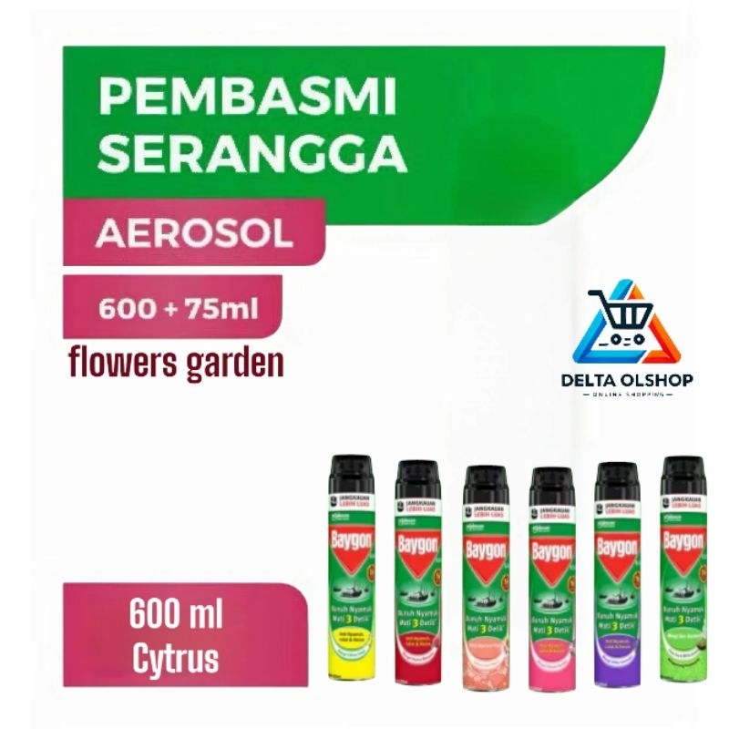 Jual BAYGON semprot kaleng aerosol 600ml Flowers Garden|600+75 Ml ...