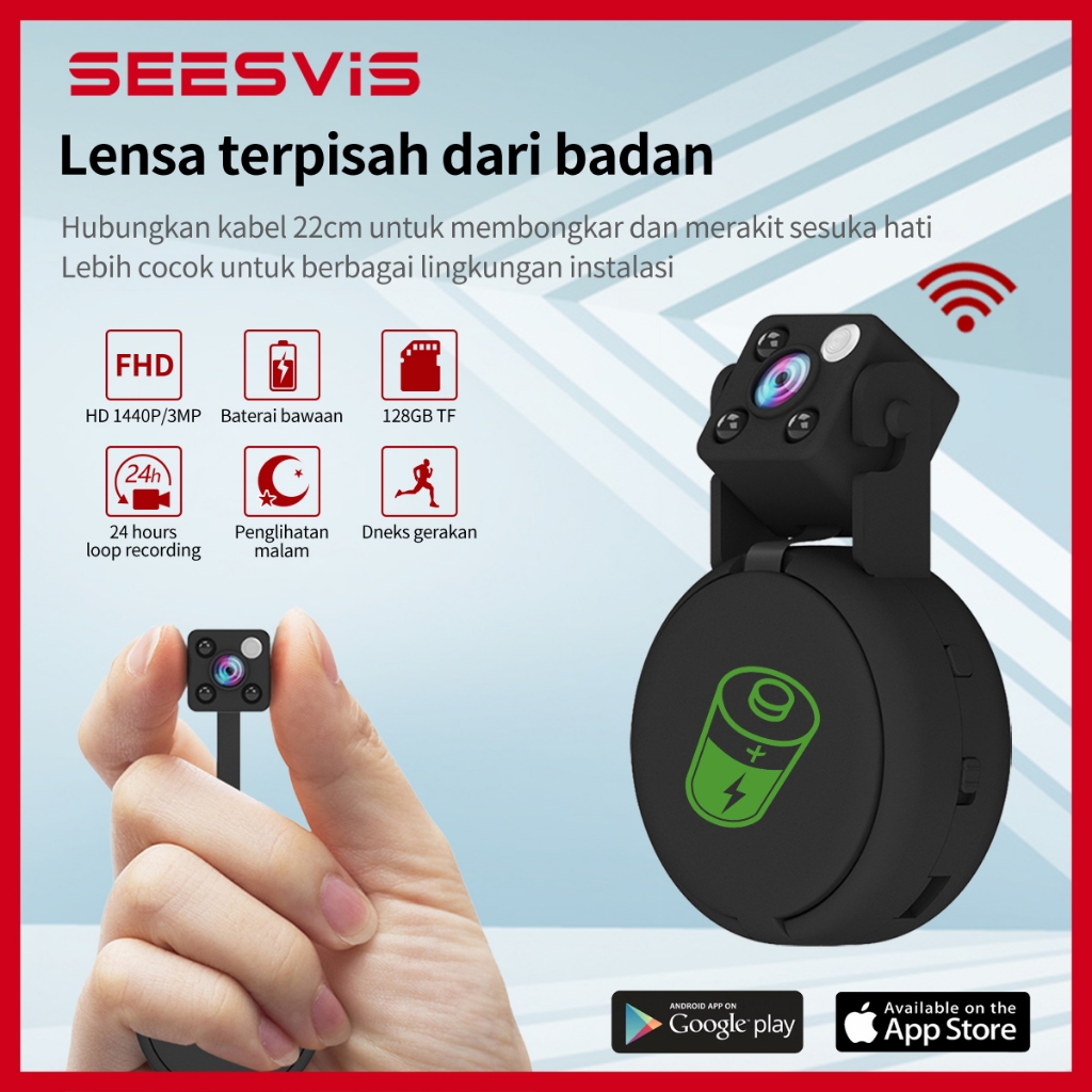 Jual Seesvis Spy Cam Wifi 3mp Cctv Mini Tersembunyi Tanpa Kabel Spy